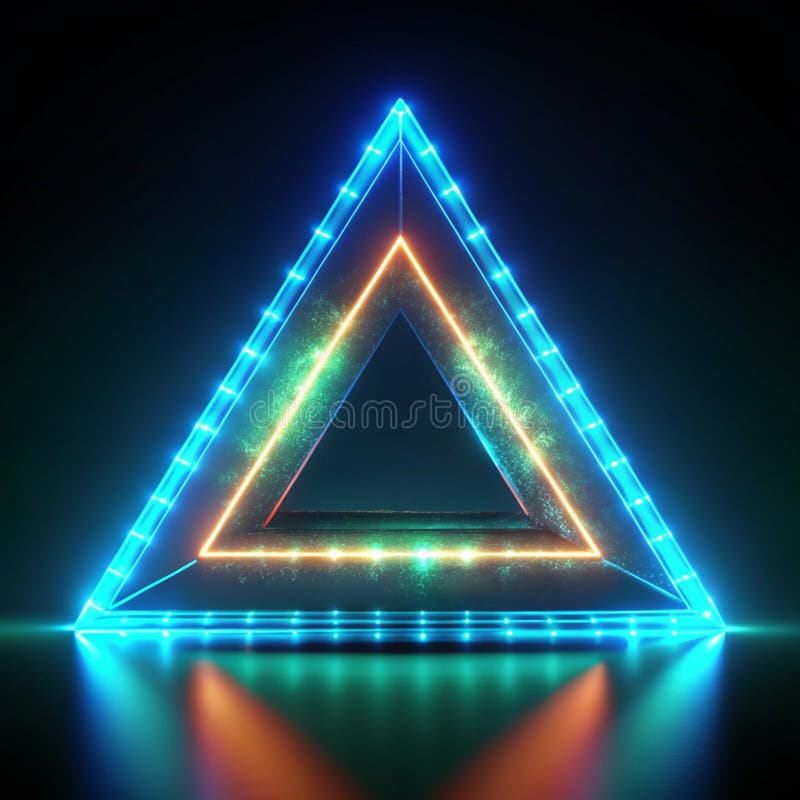 Floating Digital Triangle with Glowing Edges and Animated Movement ...