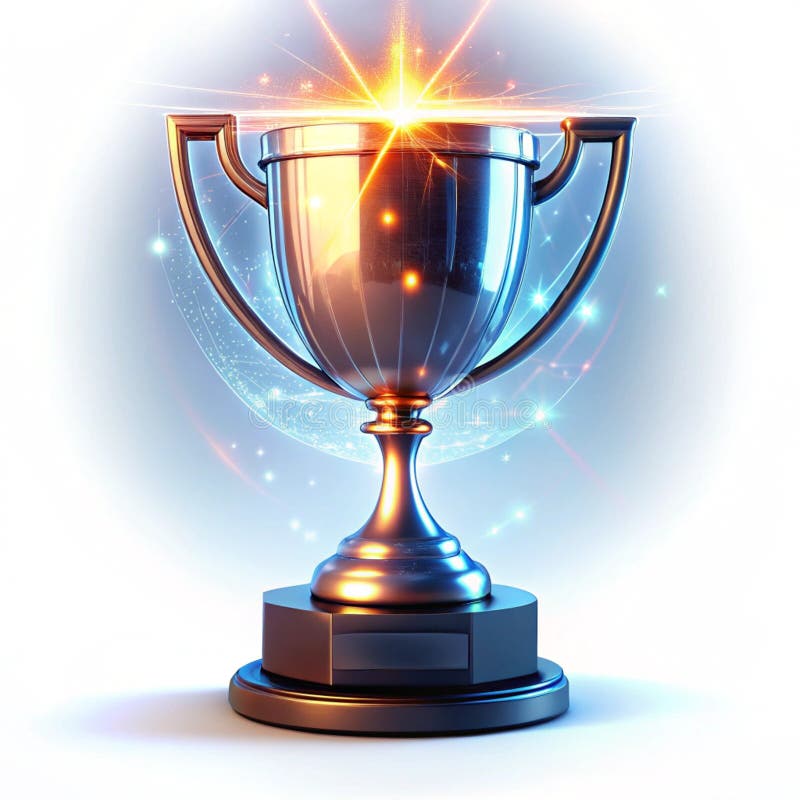 Floating Digital Trophy with Glowing Animated Details Stock ...
