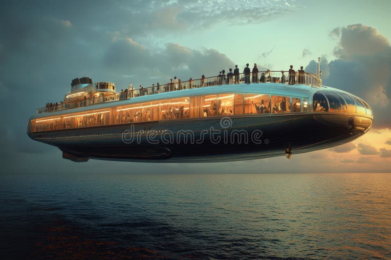 Floating Dining Experience on an Elegant Ship during Sunset Over Calm ...