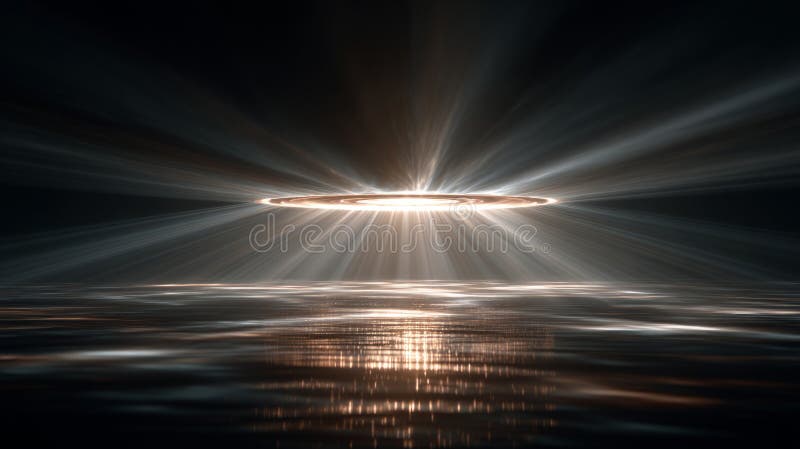 Floating Disc with Subtle Volumetric Light Beams from Above Stock Image ...