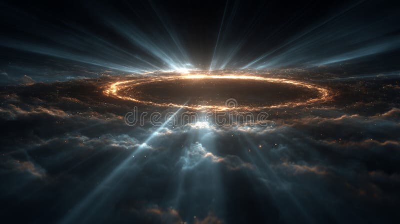 Floating Disc with Subtle Volumetric Light Beams from Above Stock Image ...