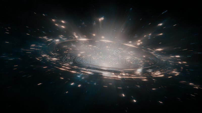 Floating Disc with Subtle Volumetric Light Beams from Above Stock Image ...