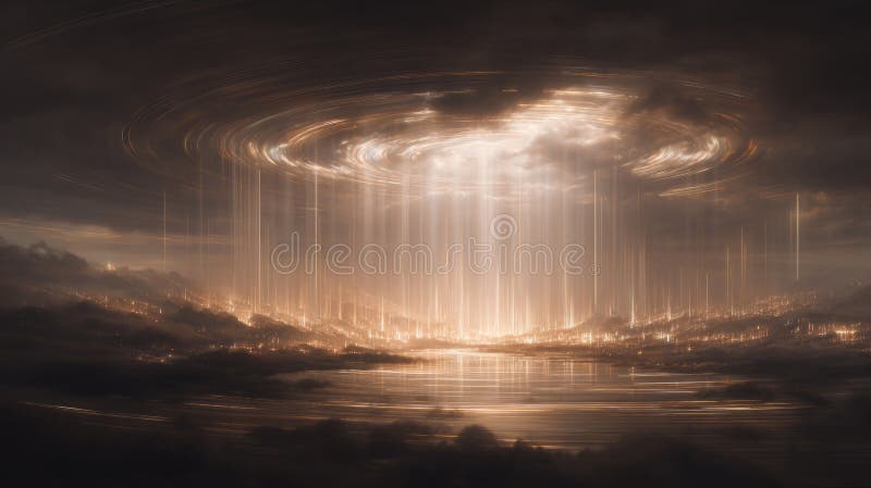 Floating Disc with Subtle Volumetric Light Beams from Above Stock Image ...