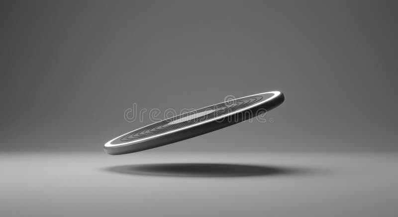Floating Disk Minimalist 3D Render: Sleek Grey Circular Design Abstract ...