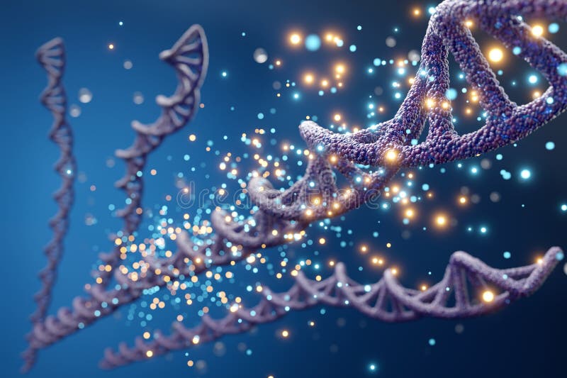 Floating DNA Helix with Luminous Data Flow Stock Photo - Image of cell ...
