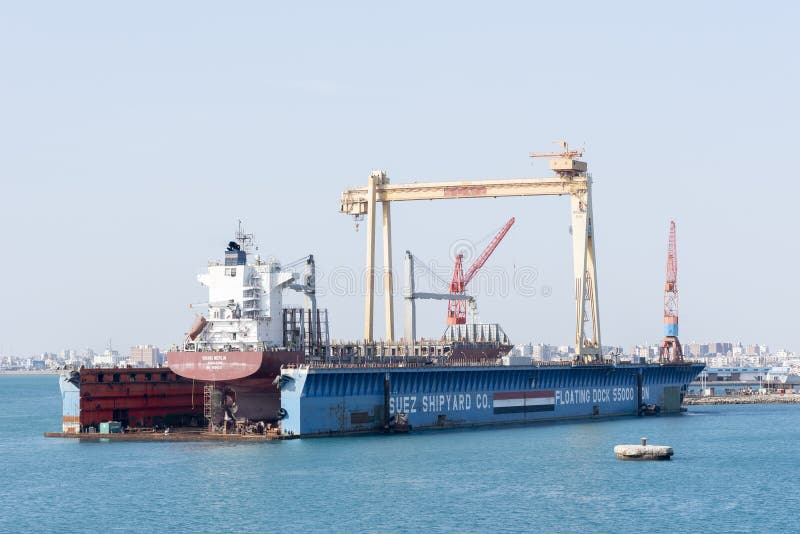 Floating Dock in the Suez Shipyard Editorial Photography - Image of ...