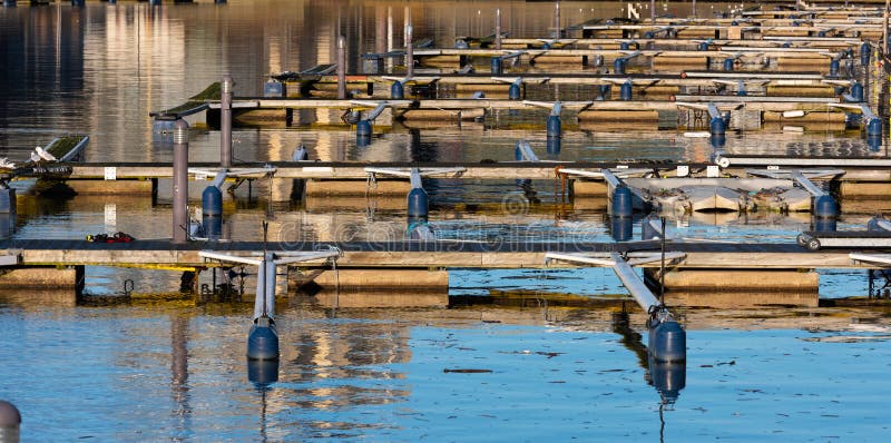 Floating Docks on a Calm, Sunny Day Stock Image - Image of marin, river ...