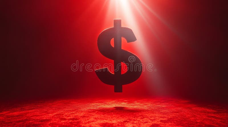Floating Dollar Sign Under Dramatic Red Spotlight. Stock Photo - Image ...