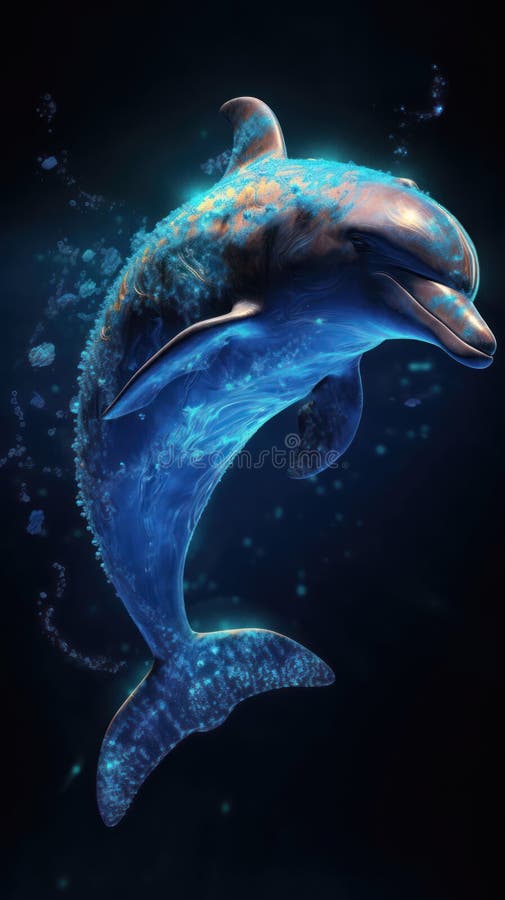 Floating Dolphin in Colorful Water AI Generated Stock Illustration ...