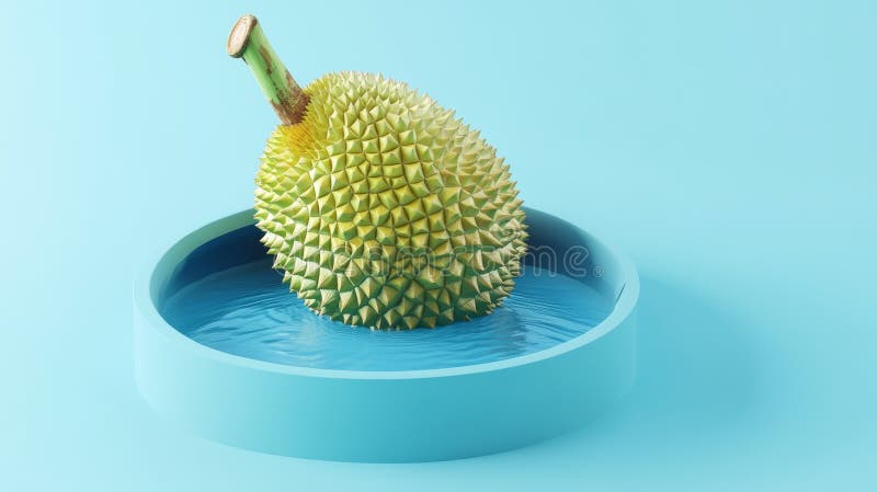 Floating Durian a Minimalist Fruit Concept on Blue Background 3D Render ...