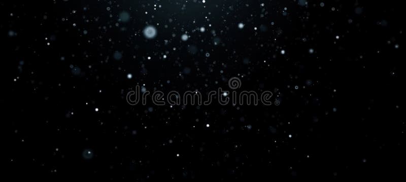 Floating Dust Particles on Black Background, Soft Blurry Bokeh ...