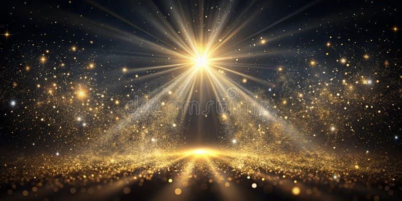 Floating Dust Particles with Light Rays on Black Background Stock ...