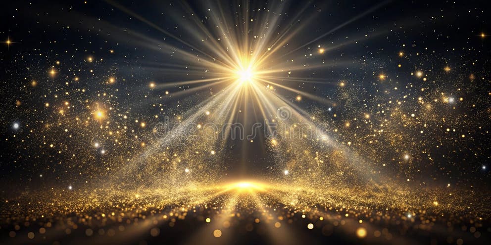 Floating Dust Particles with Light Rays on Black Background Stock ...