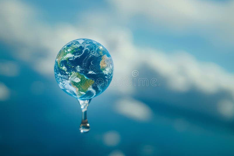 Floating Earth Bubble Against Blue Sky Stock Image - Image of world ...