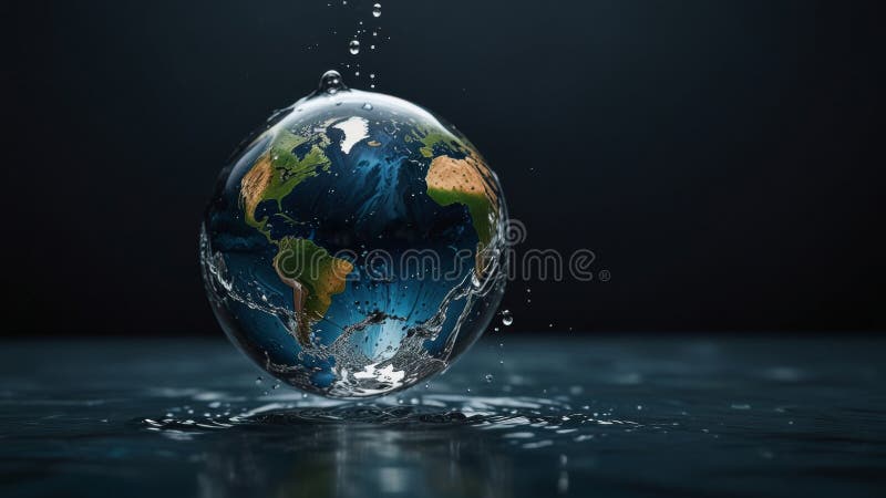 Floating Earth Splash stock illustration. Illustration of educational ...