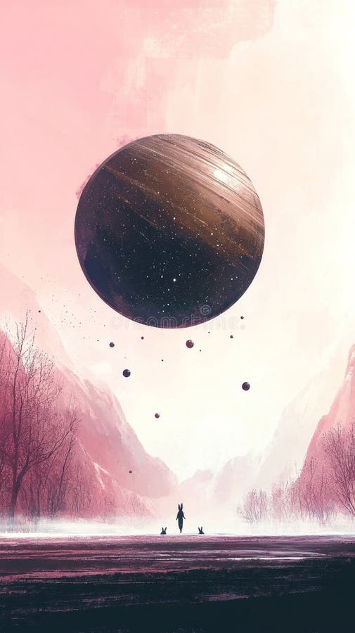 Floating Easter Egg Planet Surrounded by Stars and Rabbits in a ...