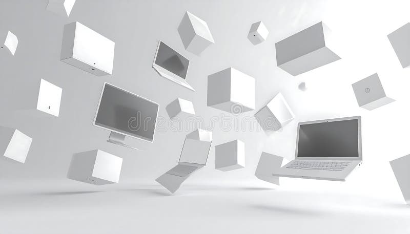 Floating Electronic Devices and White Cubes in Minimalist Abstract ...