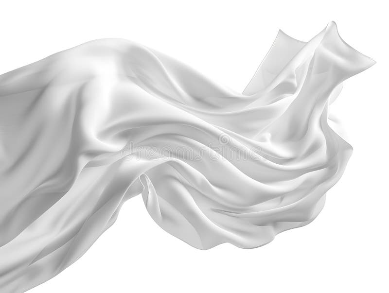 Floating Elegant White Fabric on a White Background Stock Illustration ...