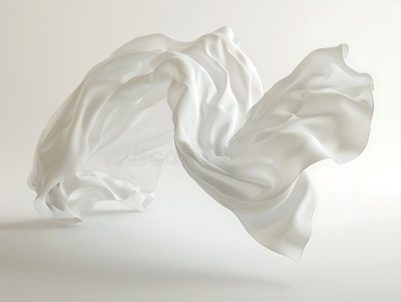 Floating Elegant White Fabric on a White Background Stock Illustration ...