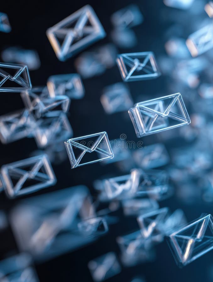 Floating Email Icons Create a Digital Representation of a Virtual Inbox ...