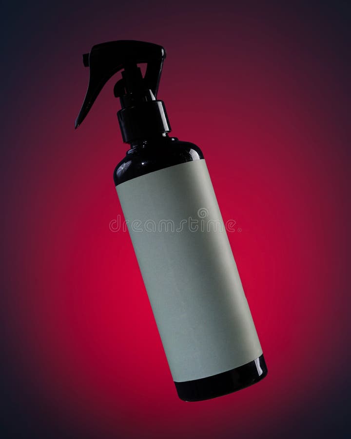 Floating Empty Bottle Packaging Isolated on Elegant Red Background ...