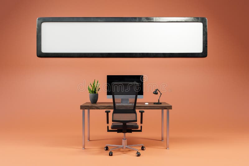 Floating Empty Search Box with Single Office Computer Workspace ...