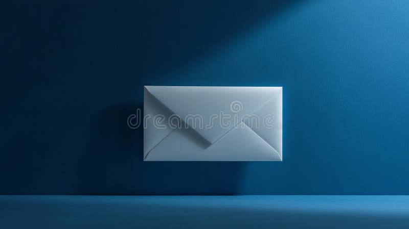 Floating Envelope on Dark Blue Background Stock Image - Image of mail ...