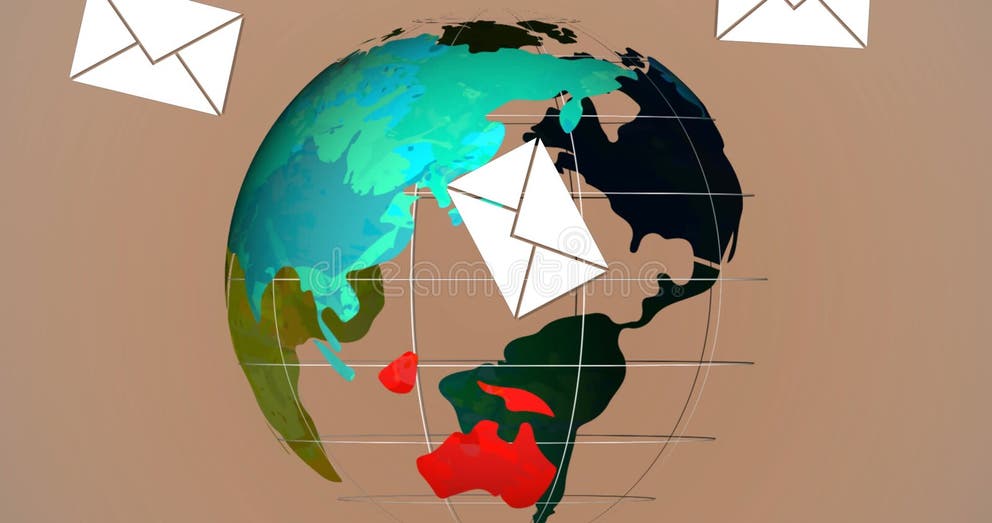 Floating Envelopes Symbolizing Global Communication and Connectivity ...