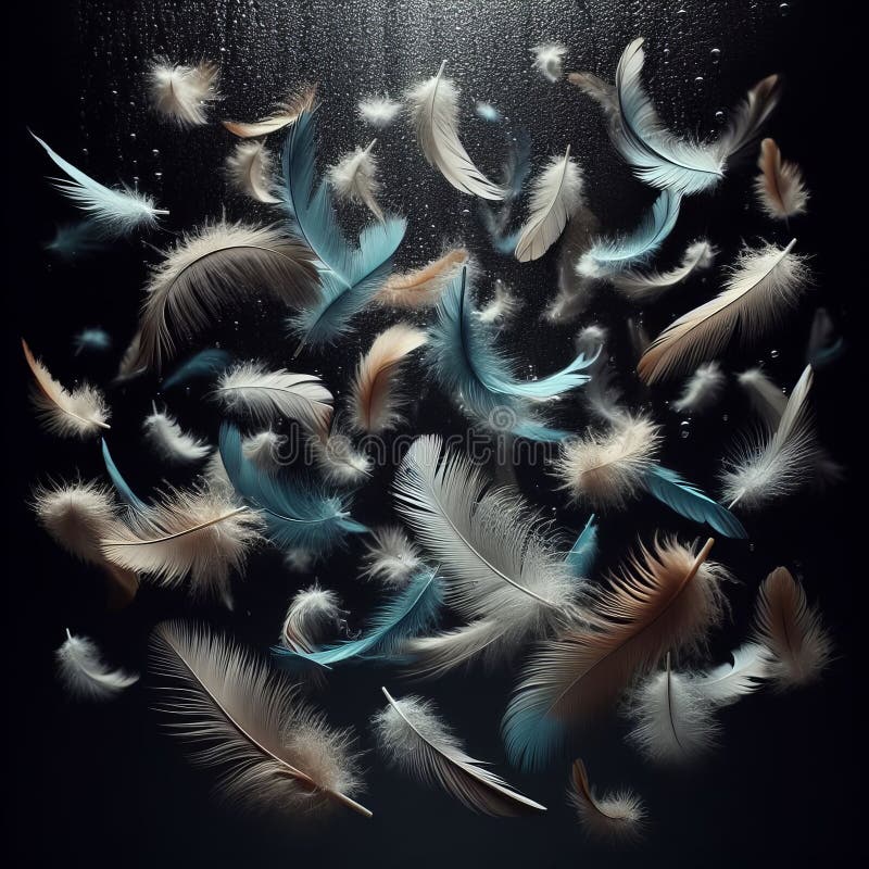 Floating Feathers, Close Up, Phot Stock Photo - Image of aigenerated ...