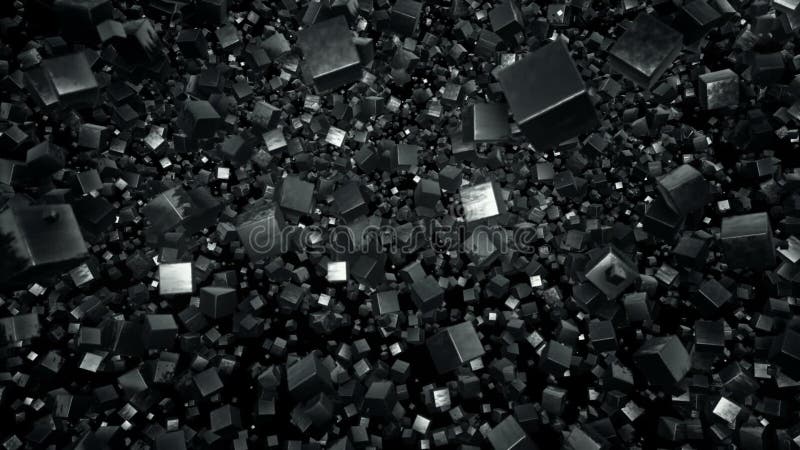 Floating Field of Metallic Debris Cubes Stock Video - Video of steel ...