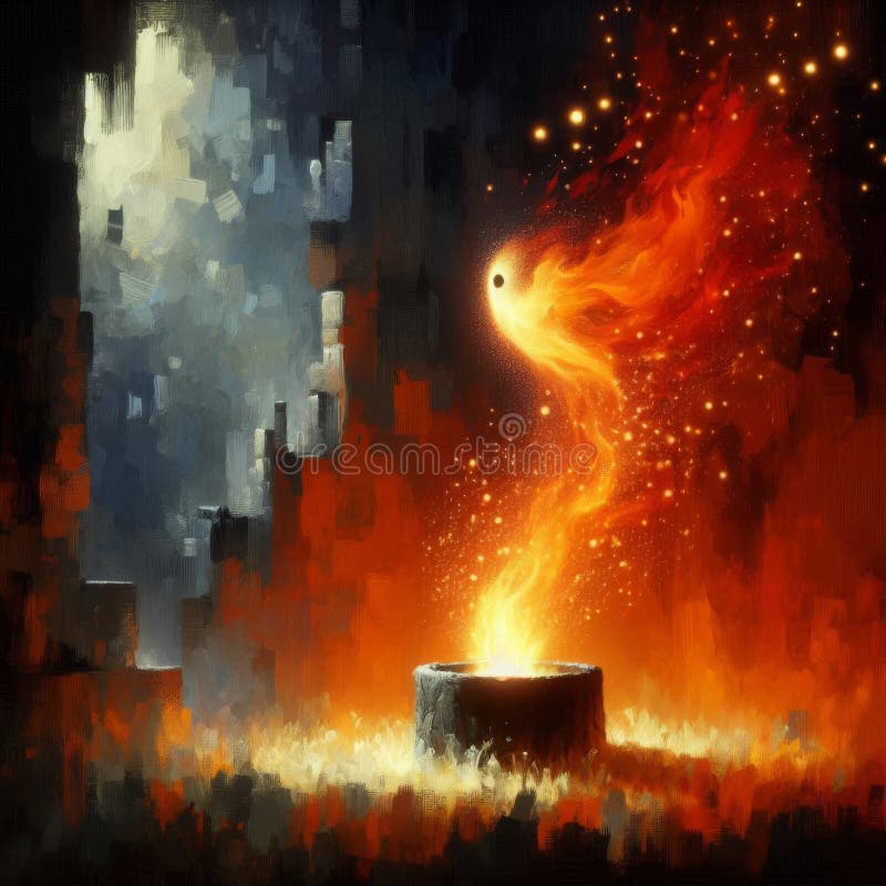 Floating Fire Sprite in Warm Oranges Stock Illustration - Illustration ...