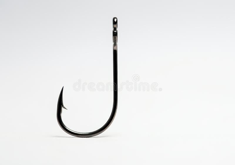 A Floating Fishing Hook with a Sharp Edge, on a Solid White Background ...