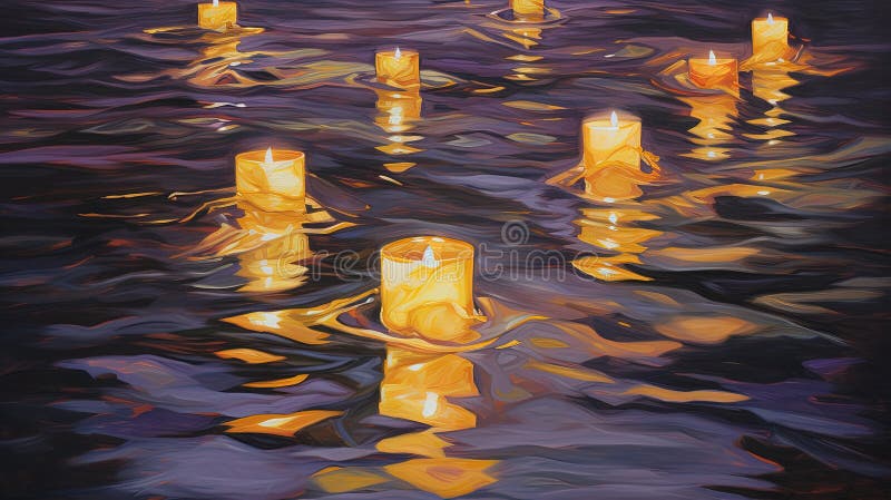 Floating Flames in the Night Stock Illustration - Illustration of ...