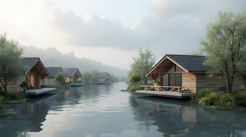 Floating Flood-resistant Neighborhoods, Ai Generated Image Stock Photo ...