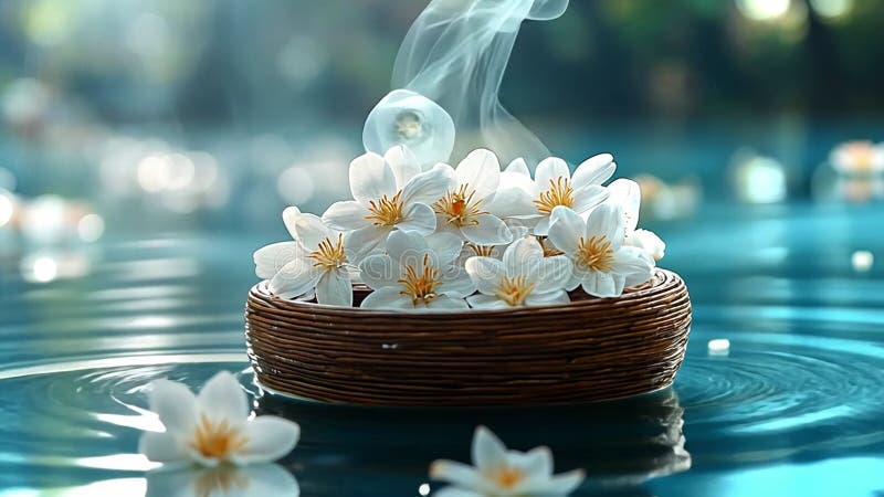 Floating Flowers Create a Serene Atmosphere in a Tranquil Water Setting ...