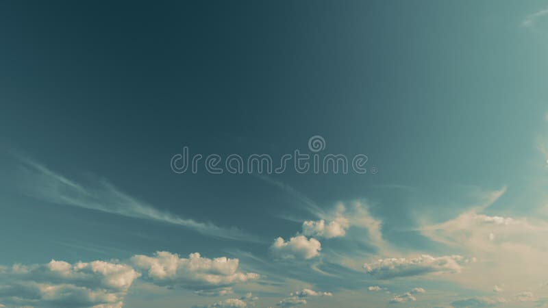 Floating Fluffy Clouds. Two Layers of Cloudiness. Blue Summer Sky with ...