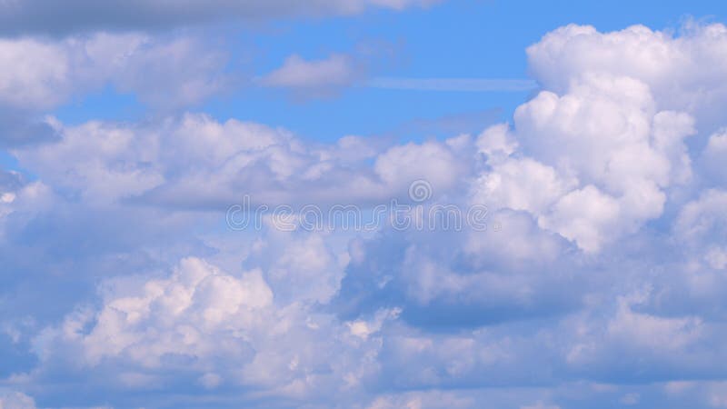 Floating Fluffy Clouds. Two Layers of Cloudiness. Blue Summer Sky with ...