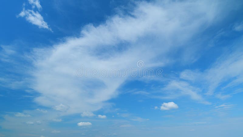 Floating Fluffy Clouds. Two Layers of Cloudiness. Blue Summer Sky with ...