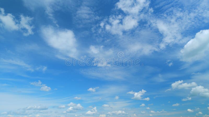 Floating Fluffy Clouds. Two Layers of Cloudiness. Blue Summer Sky with ...