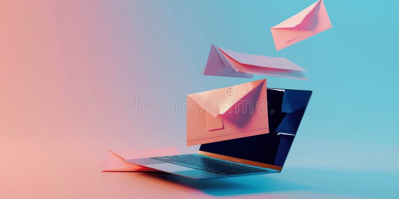 Floating Flying Envelopes and Letters, Email Marketing Message Digital ...