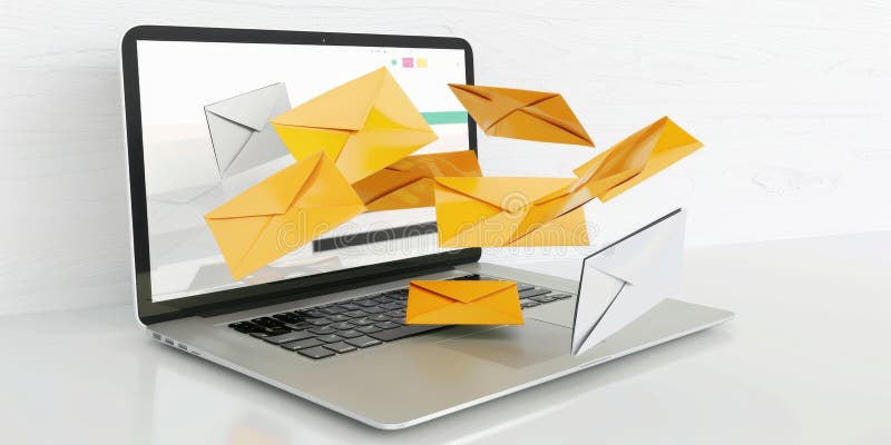 Floating Flying Envelopes and Letters, Email Marketing Message Digital ...