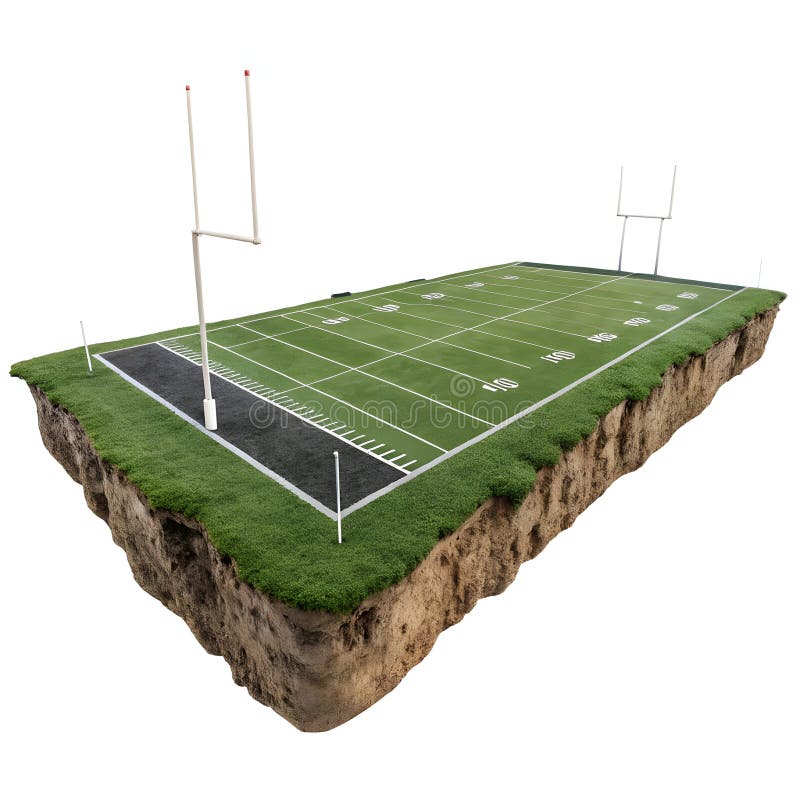 Floating Football Field Isolated on White Background Stock Illustration ...