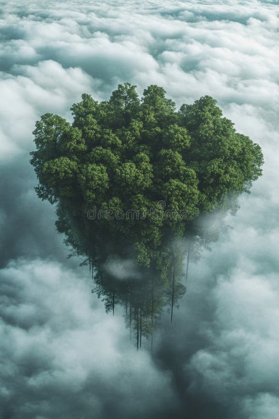 Floating Forest Above the Clouds Stock Illustration - Illustration of ...