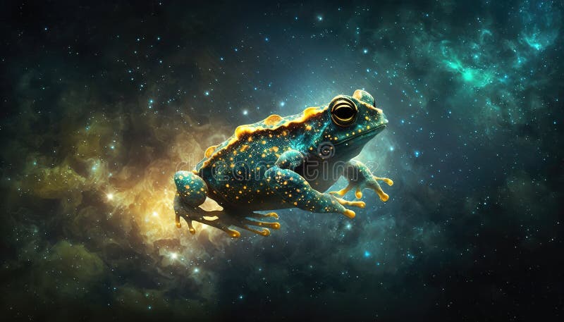 A Floating Frog in Space, Cute and Epic Artwork, Generative Ai ...