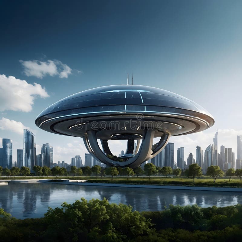 Floating Futuristic Building with Anti-Gravity Technology and Sleek ...