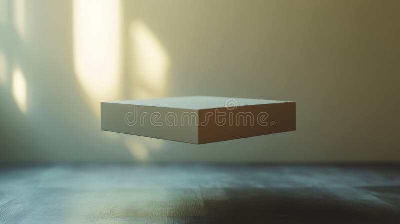 Floating Geometric Block with Light and Shadow in Neutral Studio ...