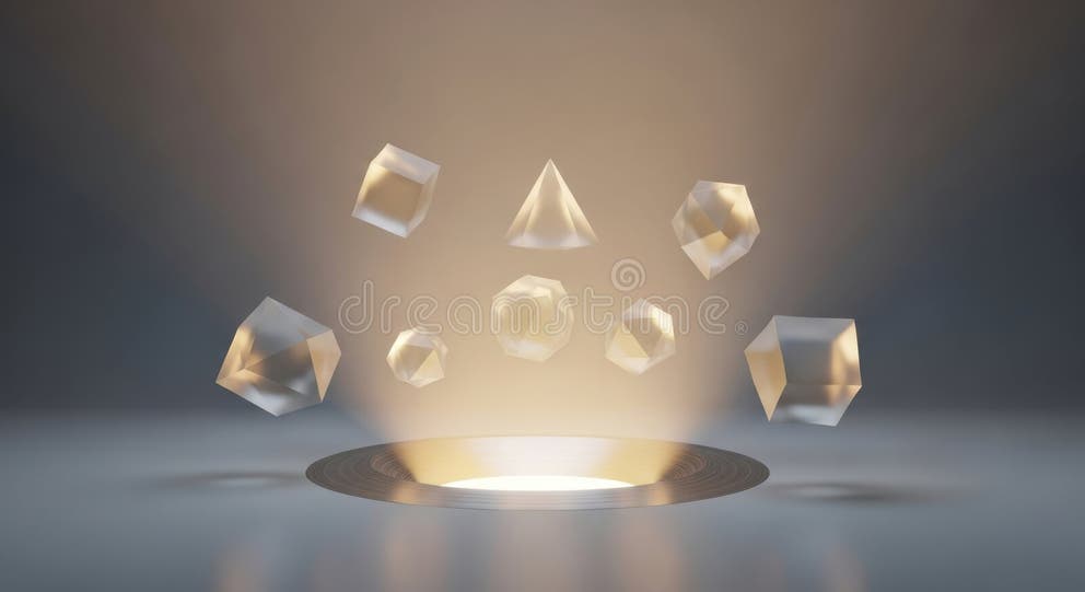 Floating Geometric Crystals Stock Illustrations – 565 Floating ...