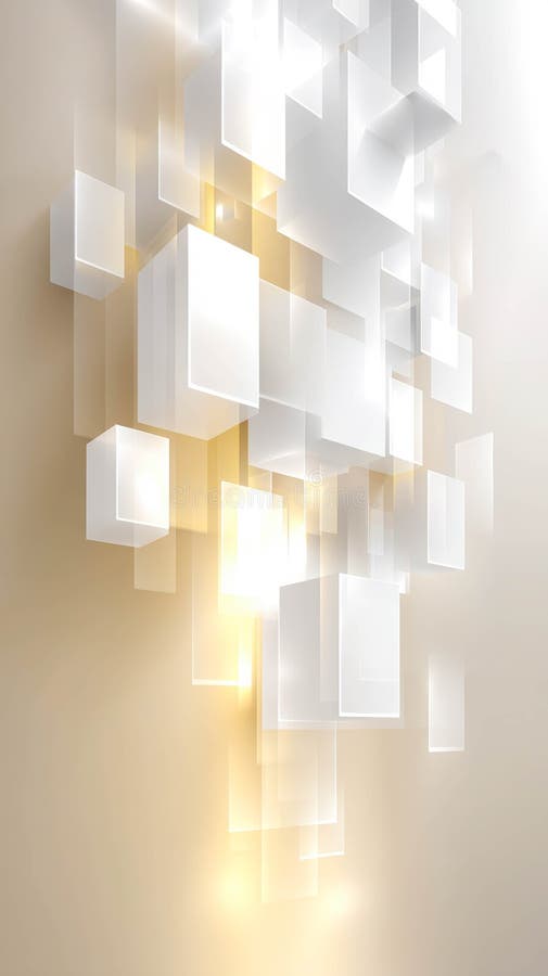 Floating Geometric Cubes Cast Sharp Shadows on a Modern Beige ...