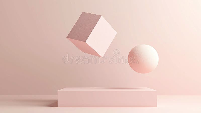 Floating Geometric Objects in 3D Space with Pastel Backdrop and ...
