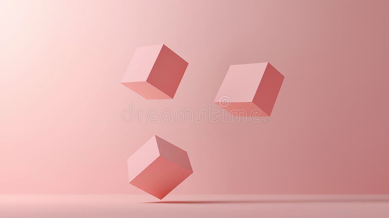 Floating Geometric Objects in 3D Space with Pastel Backdrop and ...